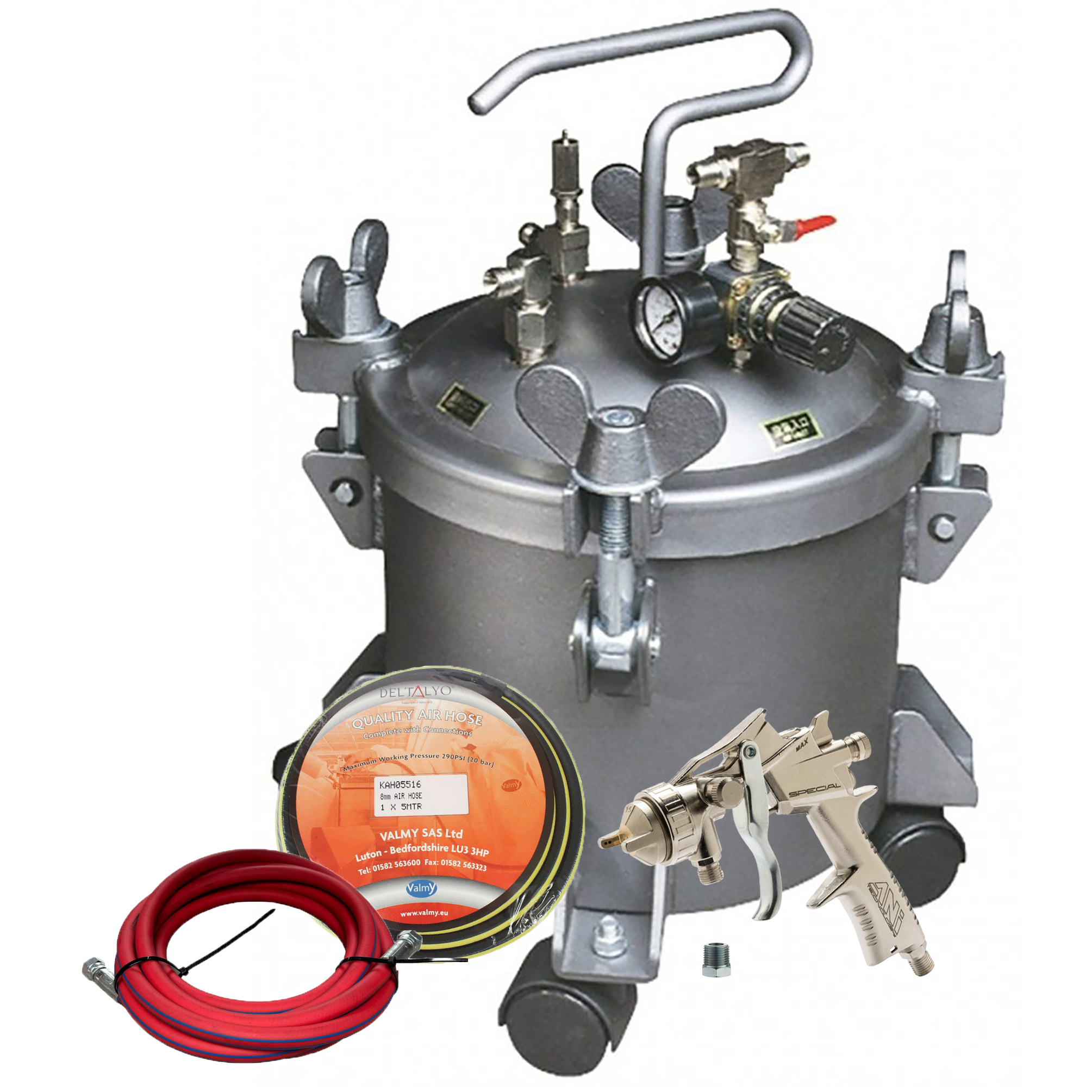 Deltalyo 10 Litre Pressure Pot Kit (with Hoses & A.N.I. Spray Gun)