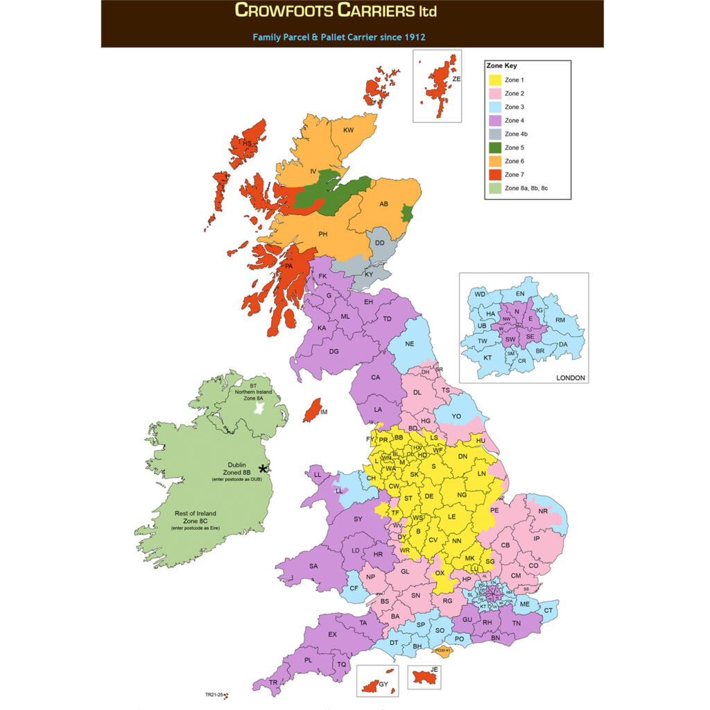 UK Map Zones for Tetrosyl Standard Cellulose Thinners (25 Litres)