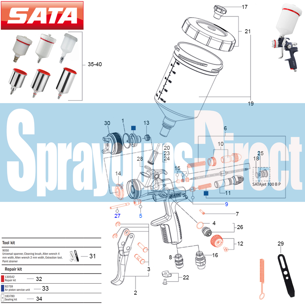 Sata Spray Gun Parts For Sale at Winston Blanton blog