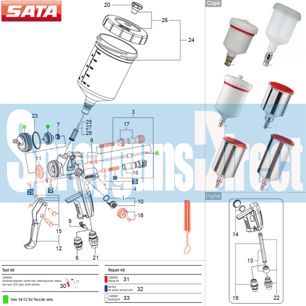Sata Spray Gun Parts For Sale at Winston Blanton blog