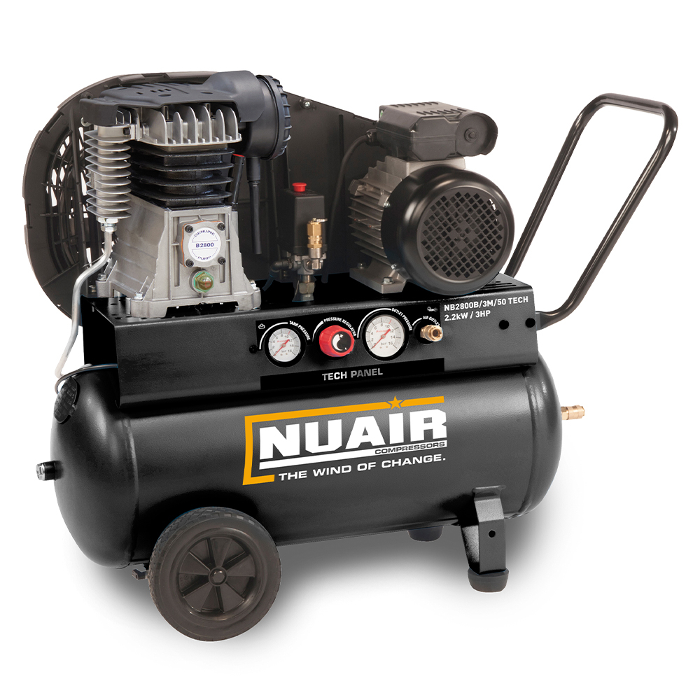 NUAIR NB2800B Tech Pro 2.2kW/3Hp 50Lt 10 Bar Air Compressor