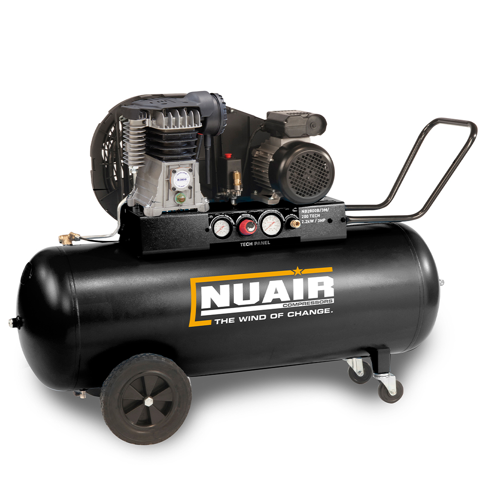 NUAIR Tech Pro 2.2kW/3Hp 200Lt 10 Bar Portable Air Compressor